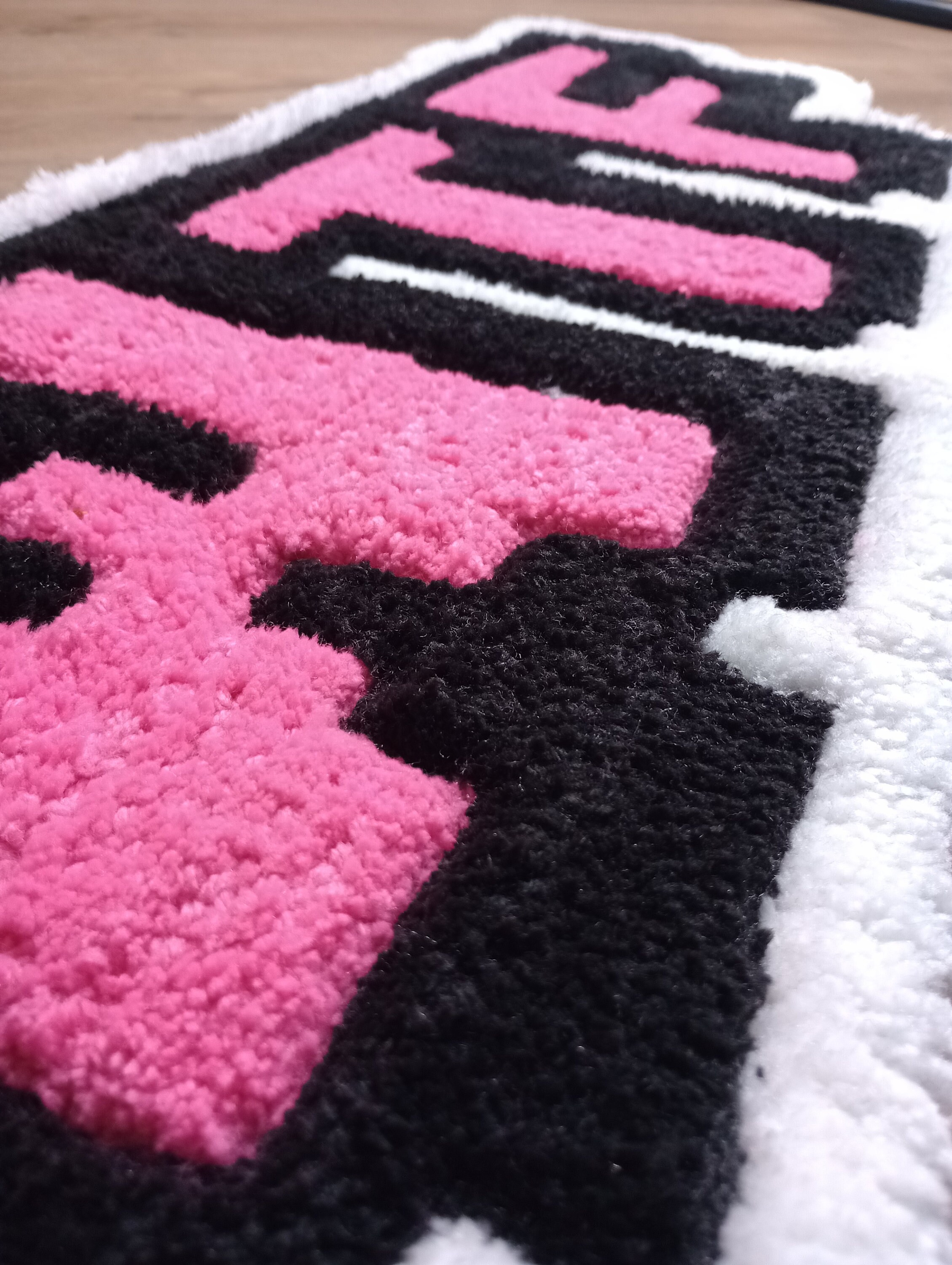 WTF Pixel Text Handmade Tufted Pink Black White Font Rug Wall Decor - Etsy