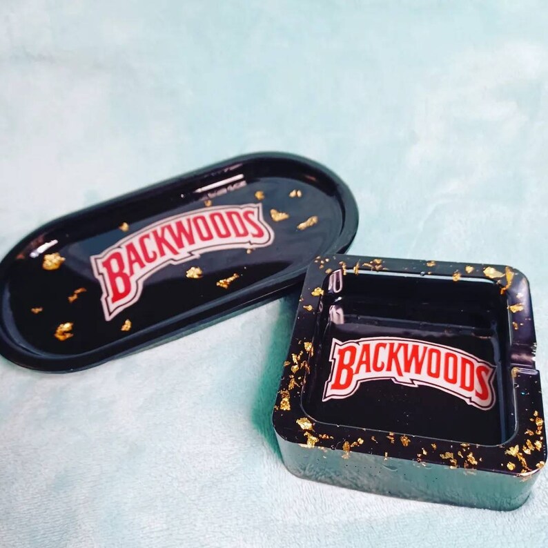 Black, Red, Gold Backwoods Set, Rolling Tray & Ashtray (men's/unisex ...