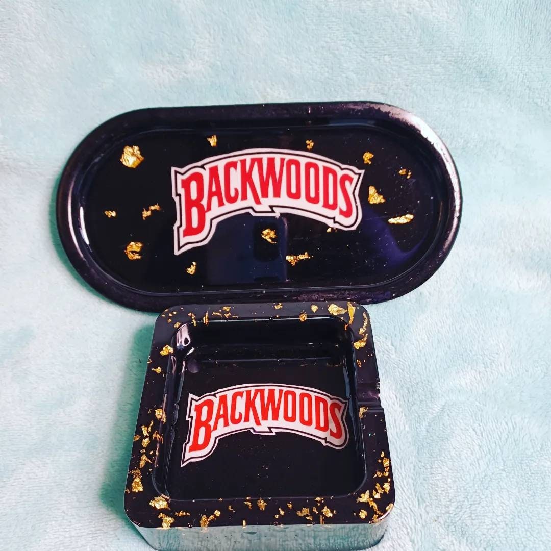 Black, Red, Gold Backwoods Set, Rolling Tray & Ashtray (men's/unisex ...