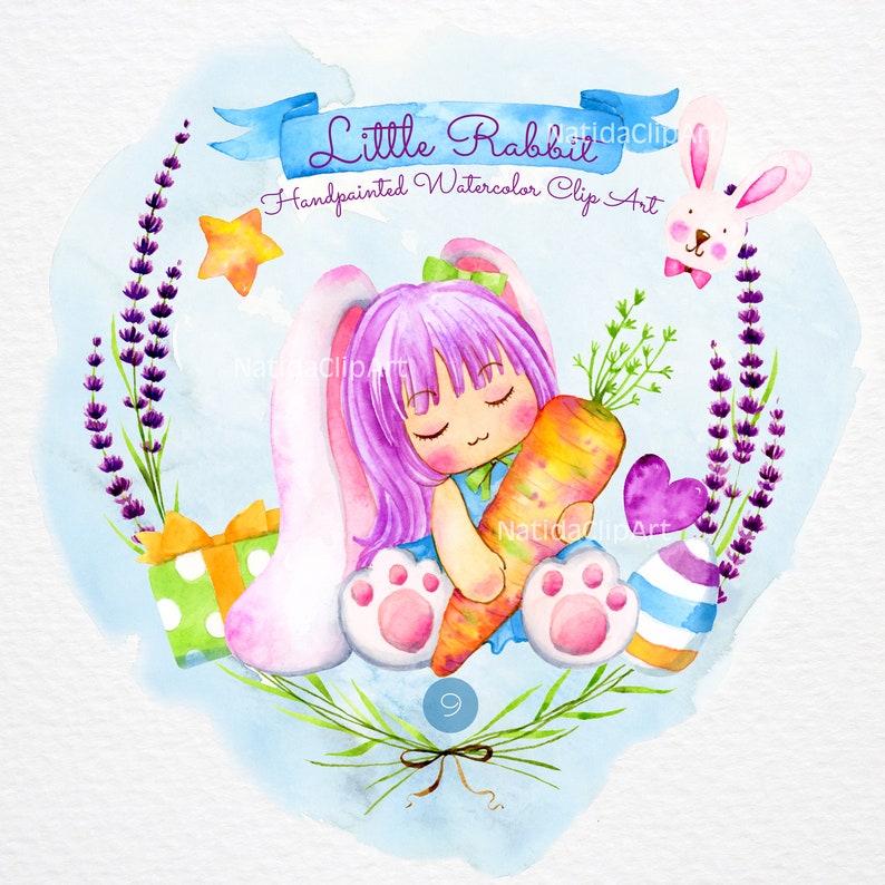 Watercolor Little Cute Animals-easter Bunny Eggs Clipart-nursery Art ...