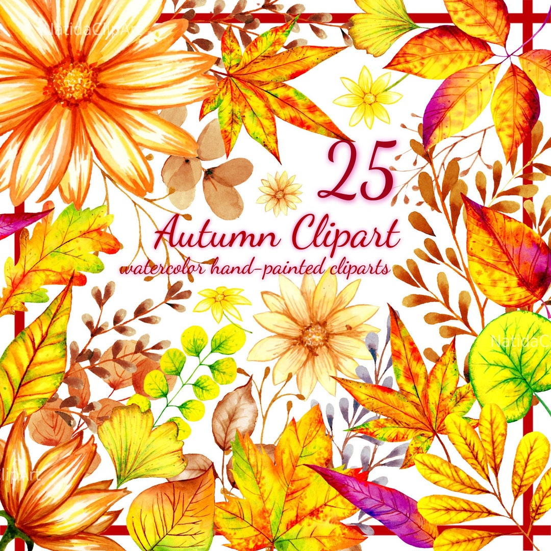 Autumn Leaves Clipart, Watercolor Autumn Leaf Clipart, Fall Leaves ...
