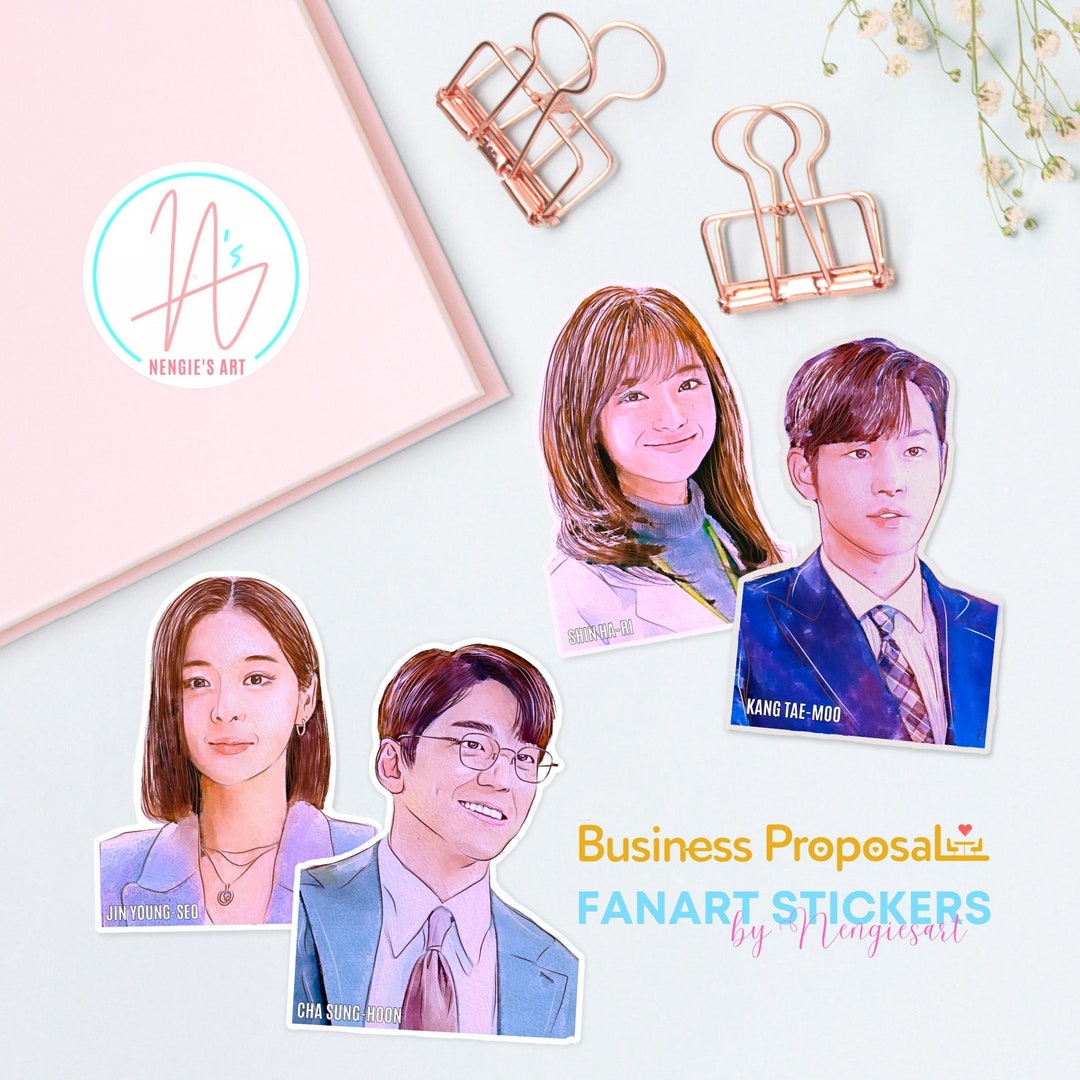 K-drama Business Proposal Sticker Illustration Art Webtoon Style ...