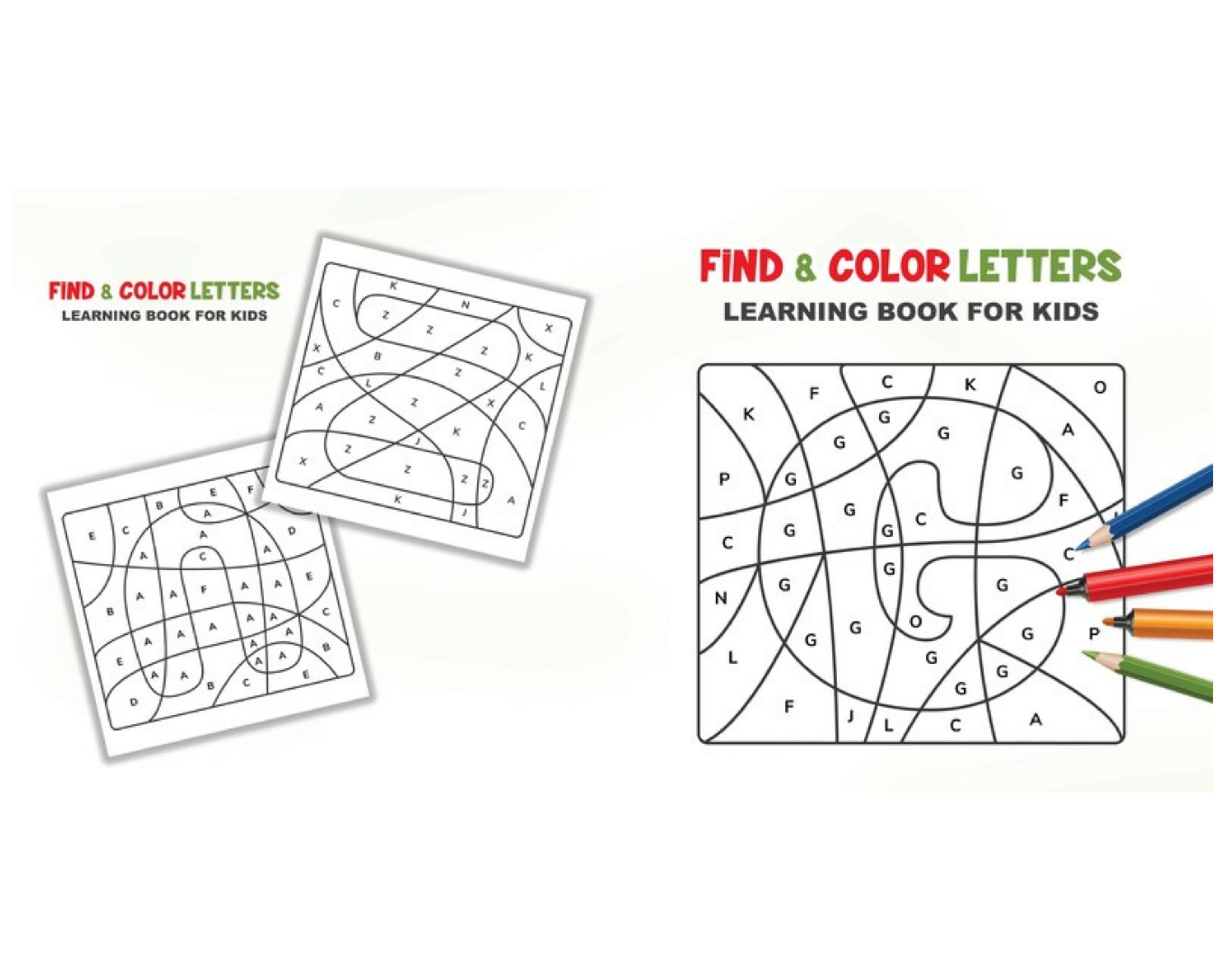 Kids Printable Letters & Numbers Coloring Pages, Learning Book for ...
