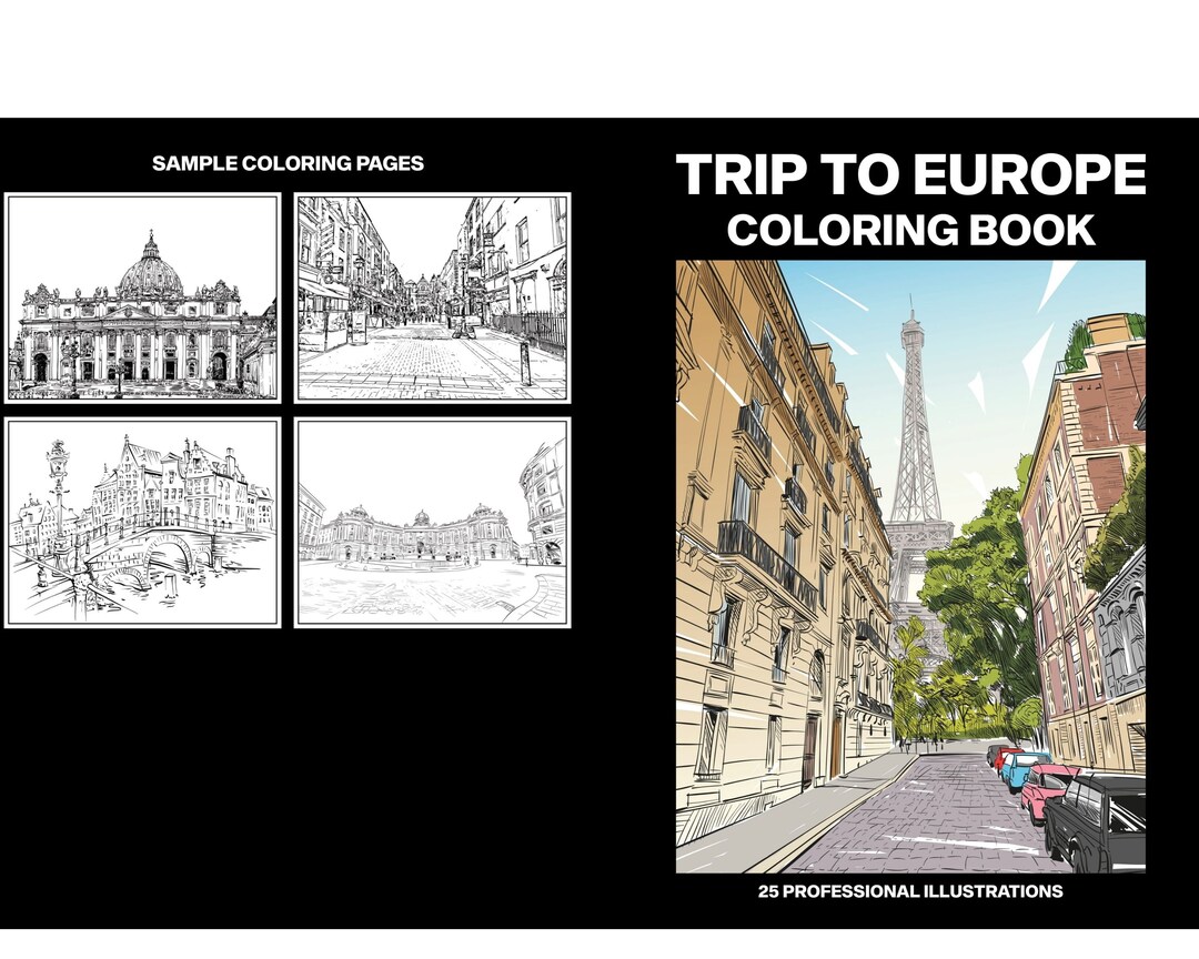 Printable Trip to Europe Coloring Pages, 25 Professionally Illustrated ...