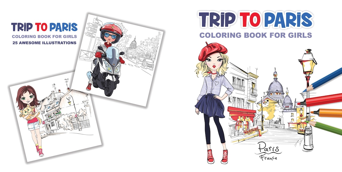 Printable Trip to Paris Coloring Pages 25 Professionally - Etsy Canada