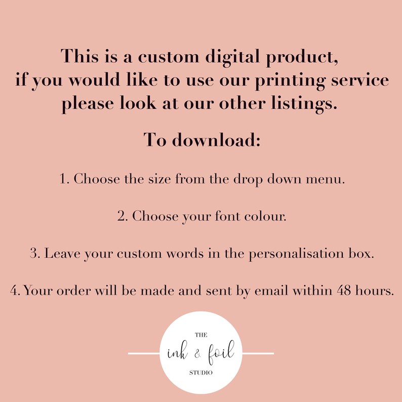 Classic Custom Wording Print Personalised Quote Printable - Etsy