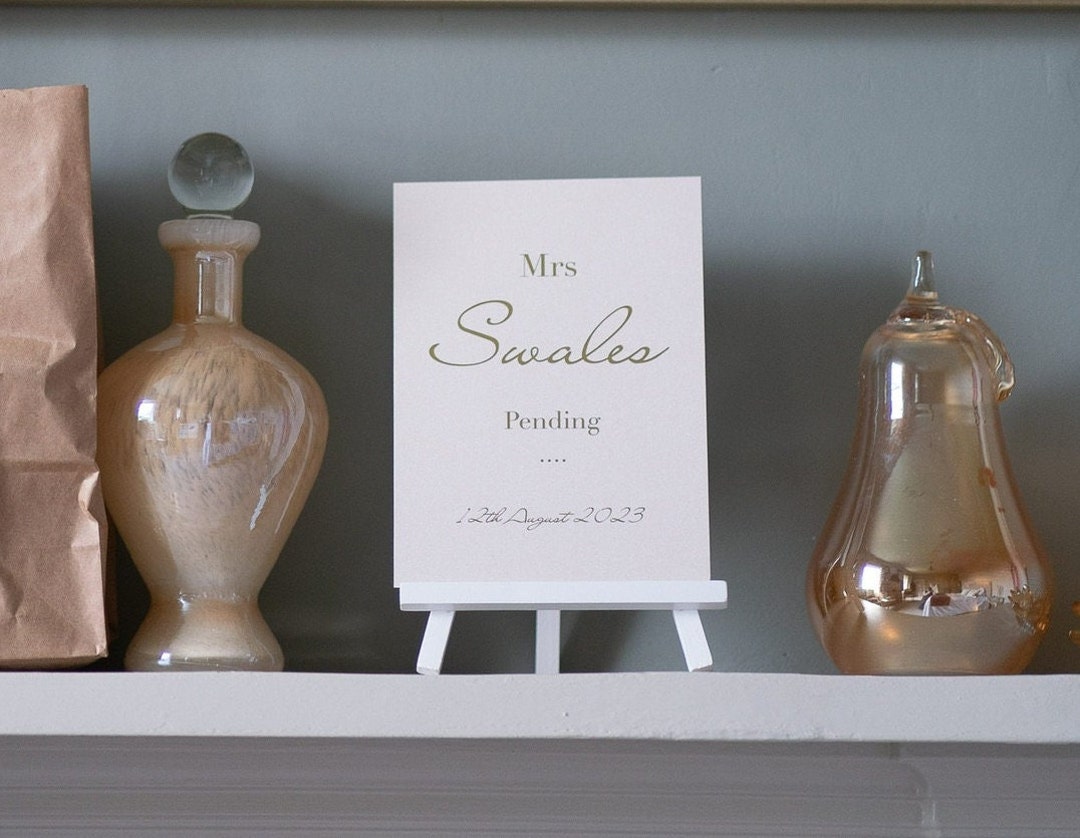 Wedding Morning Bride Sign, Foil Design, Custom Second Name Sign ...