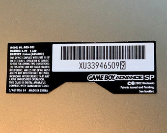 Holographic / Metallic Back Label for Gameboy Advance SP Replacement ...