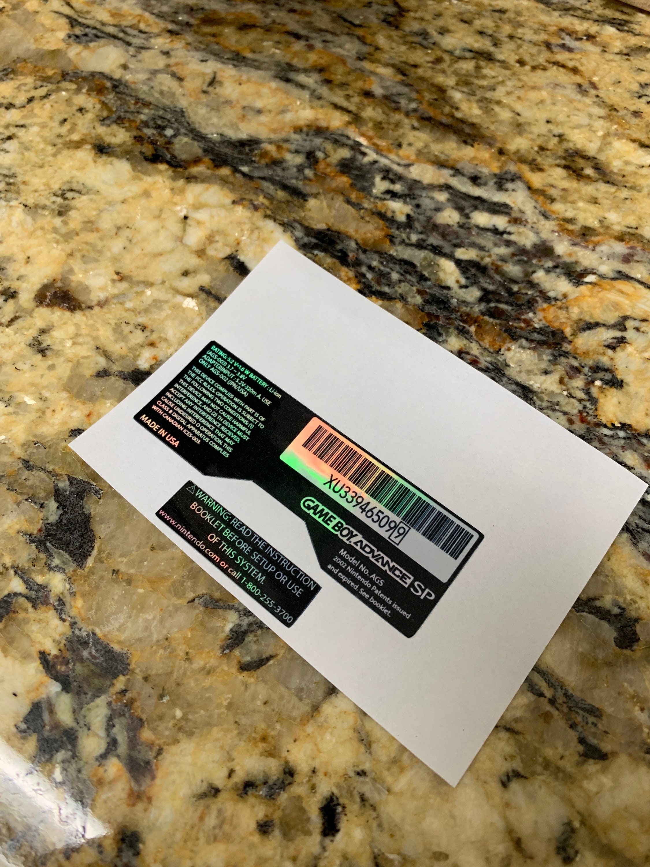 Gameboy Advance SP Holographic Back Sticker and Battery Cover Sticker ...