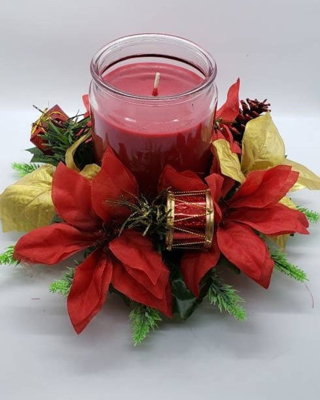 Christmas Candle Ring Decor Table Centerpiece Floral Arrangement ...