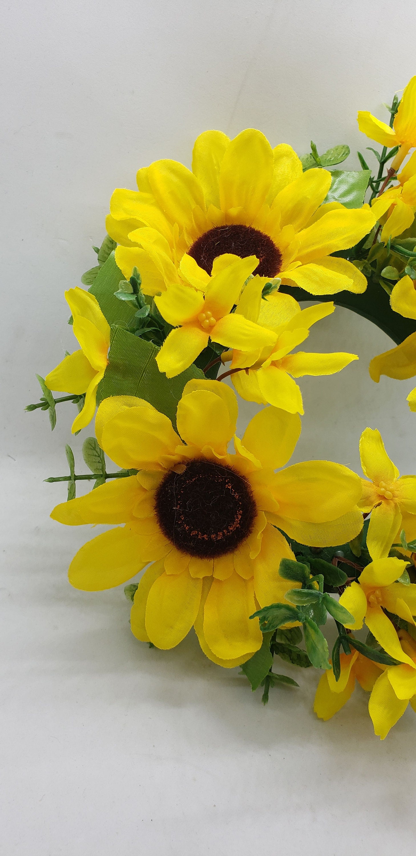 Candle Ring Floral Centerpiece Yellow Sunflower Candle Ring or Candle ...