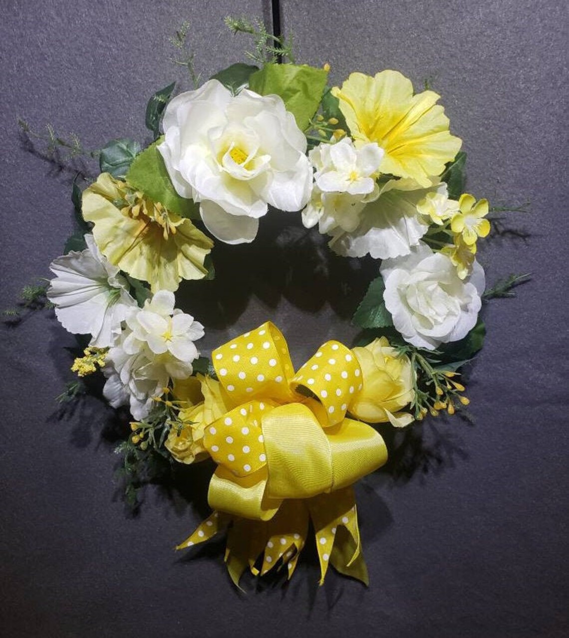 13 Floral Wreath, Yellow Roses and Petunias, White Petunias and White ...