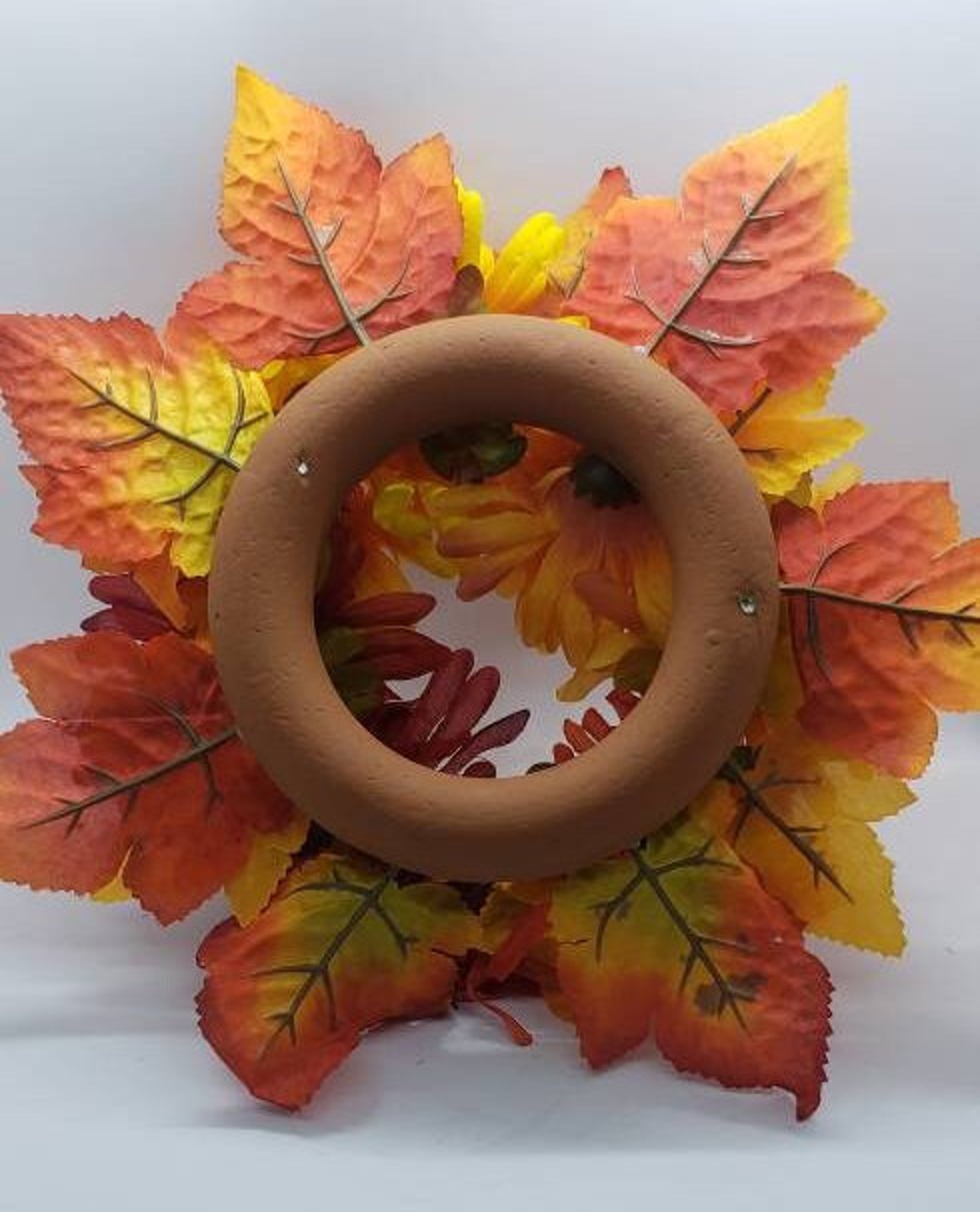 Fall Candle Ring Autumn Flower Centerpiece Floral Arrangement Mini ...