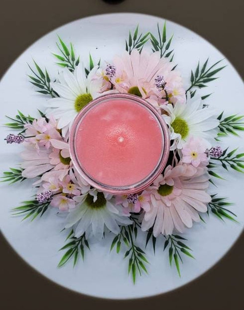 Candle Ring Floral Centerpiece Pastel Pink and White Daisies Home Party ...