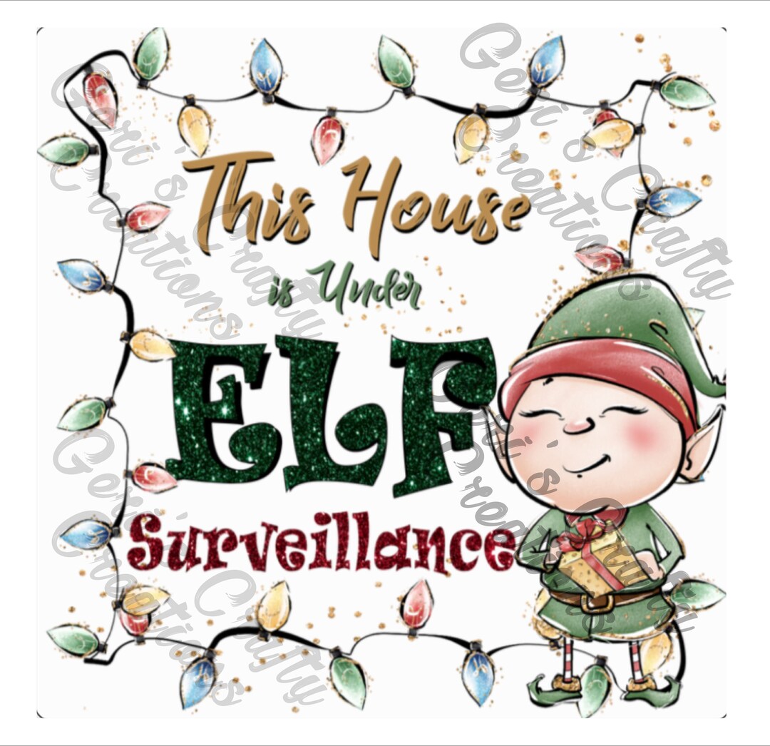 Elf Surveillance Sign, Square Wreath Sign, Christmas Wreath Sign, Elf ...