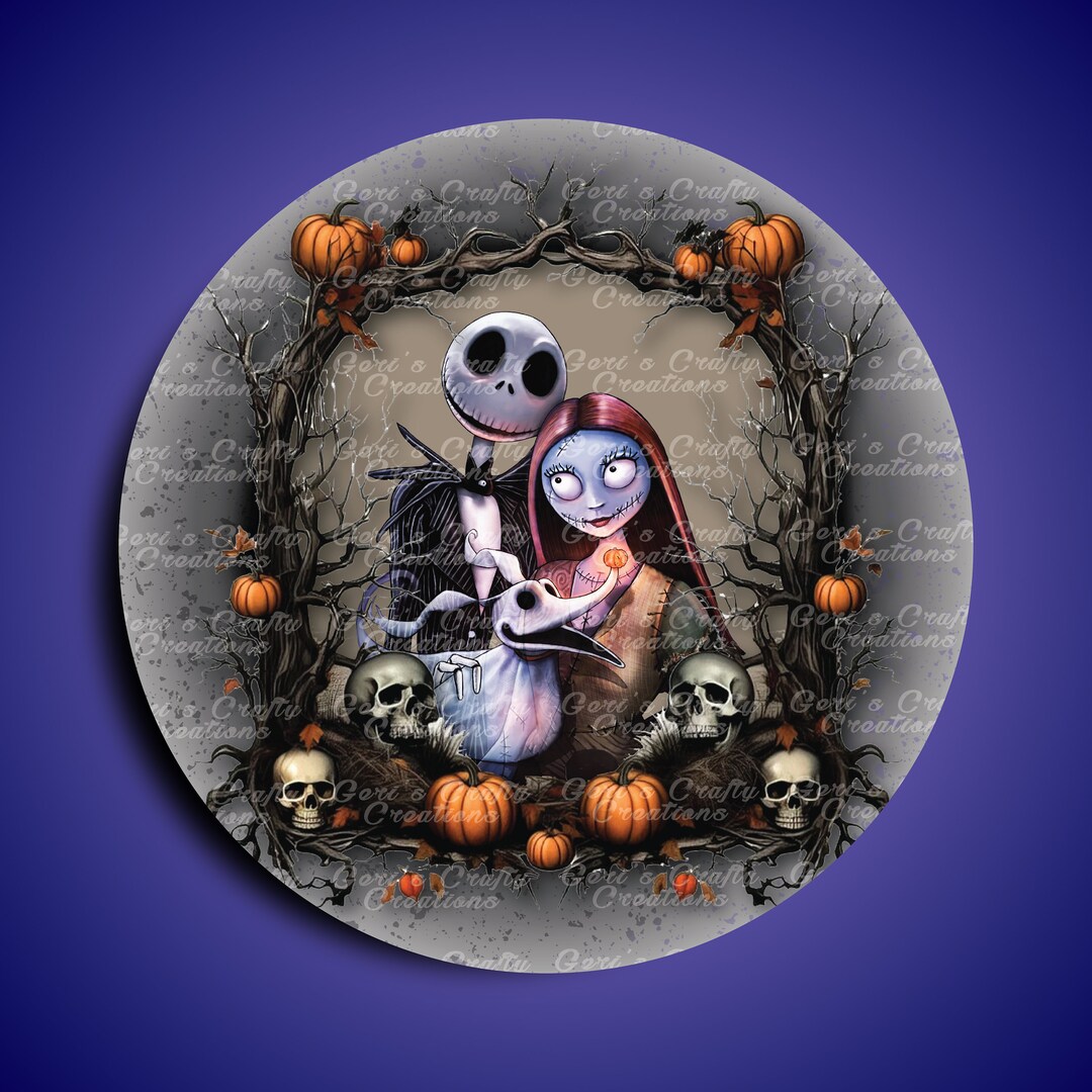 Nightmare Before Christmas Themed Jack and Sally Halloween Wreath Sign ...