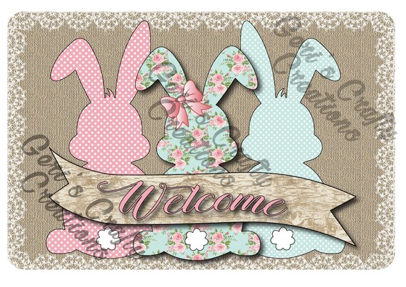 Welcome Wreath Sign Bunny Welcome Sign Easter Sign Wreath | Etsy