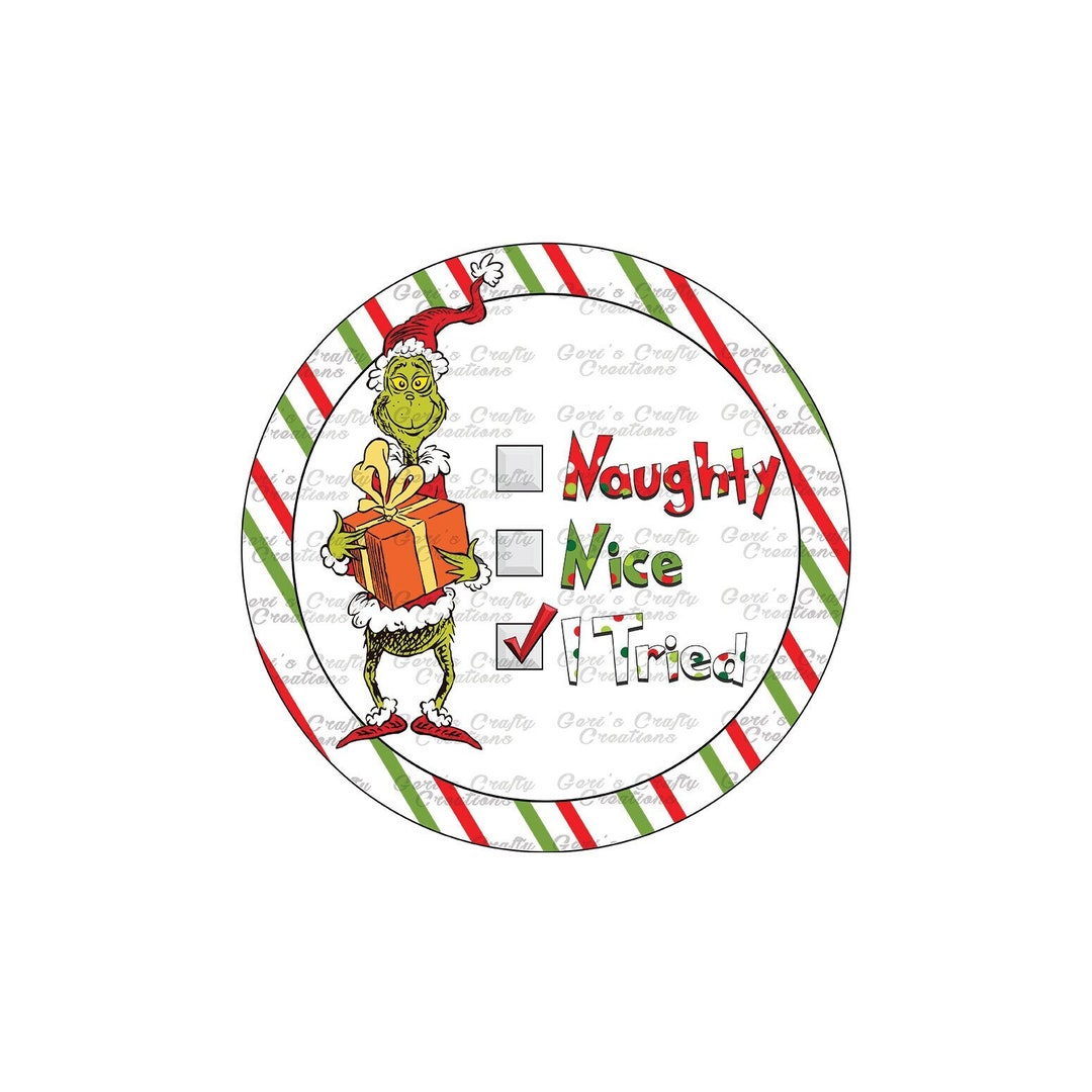 Grinch Naughty Nice i Tried Wreath Sign - Etsy