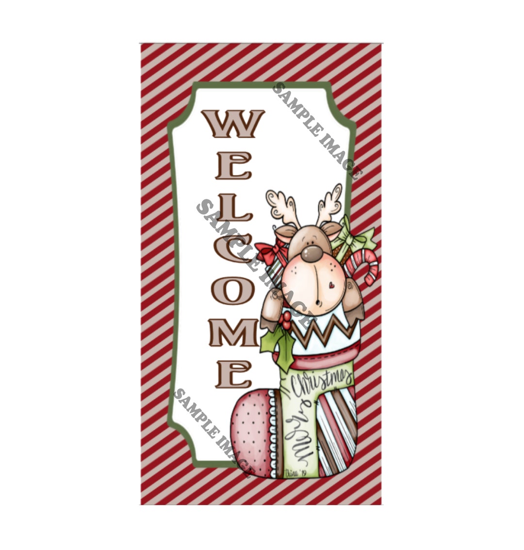 Welcome Wreath Sign, Reindeer Sign, Welcome Reindeer Sign, Christmas ...
