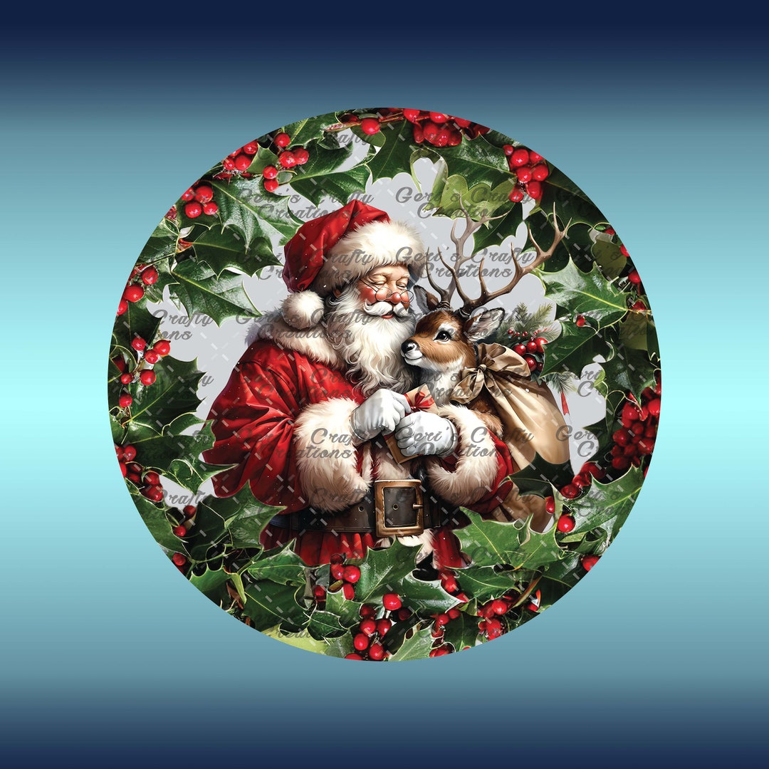 Santa and His Reindeer Wreath Sign - Etsy