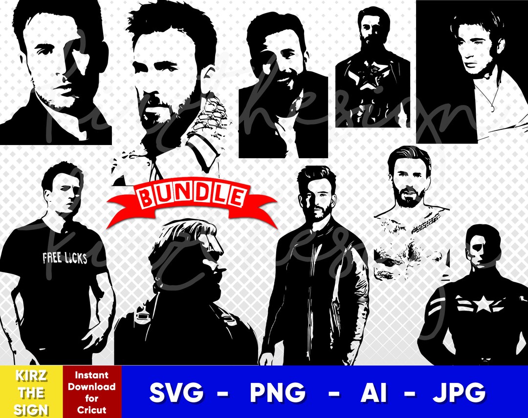 BUNDLE Chris Evans Svg, Png, Jpg, Ai | Stencil | Silhouette | Digital ...