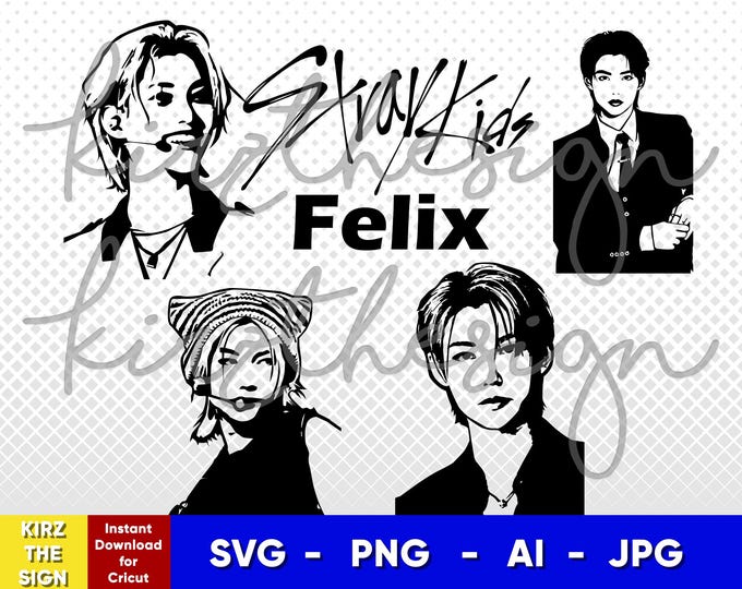 FELIX | STRAY KIDS | Digital Download | Logo, Silhouette, With Border ...