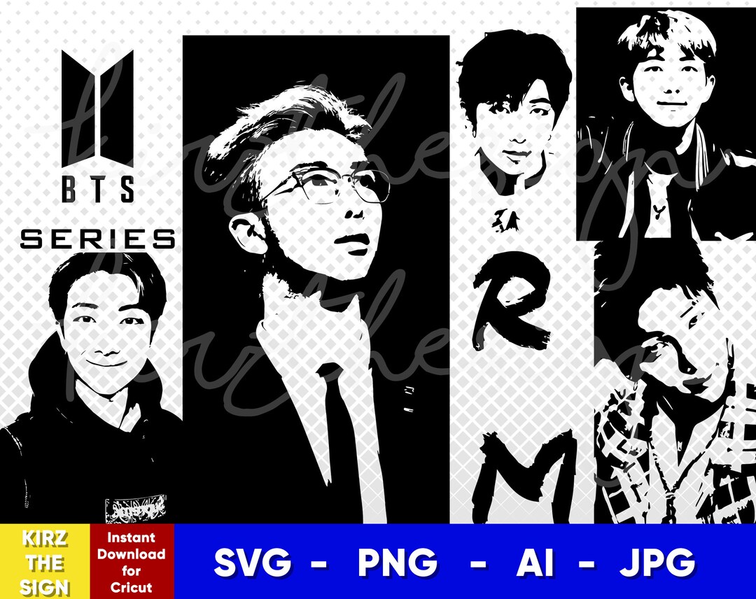 BTS RM Stencil Svg, Png, Ai Digital Download Cut File Template for ...