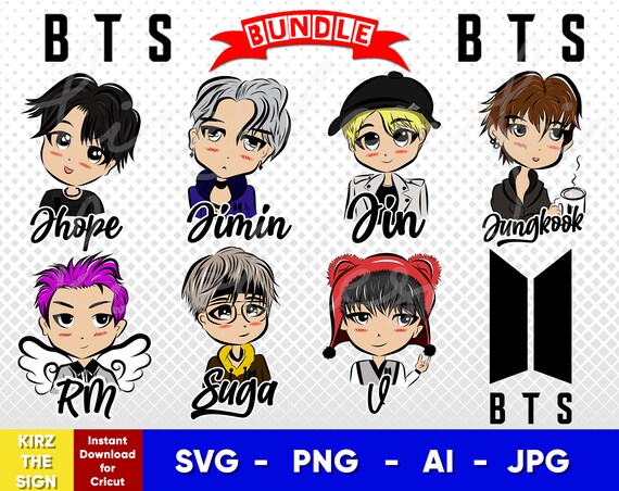 BTS Chibi Vector Stencil / Svg Png Ai / Digital Download | Etsy México
