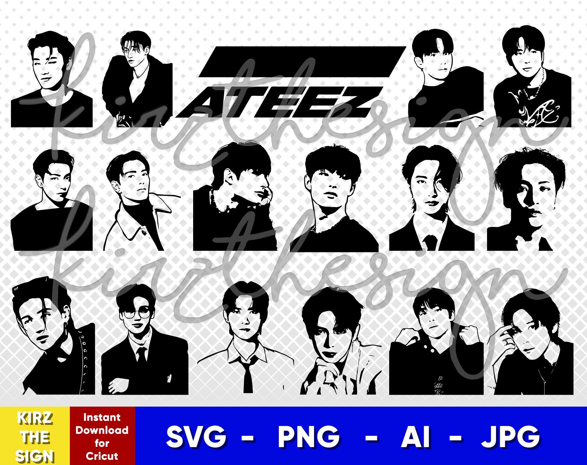 Ateez Stencil | Svg, Png, Ai | Digital Download Cut File Template for ...
