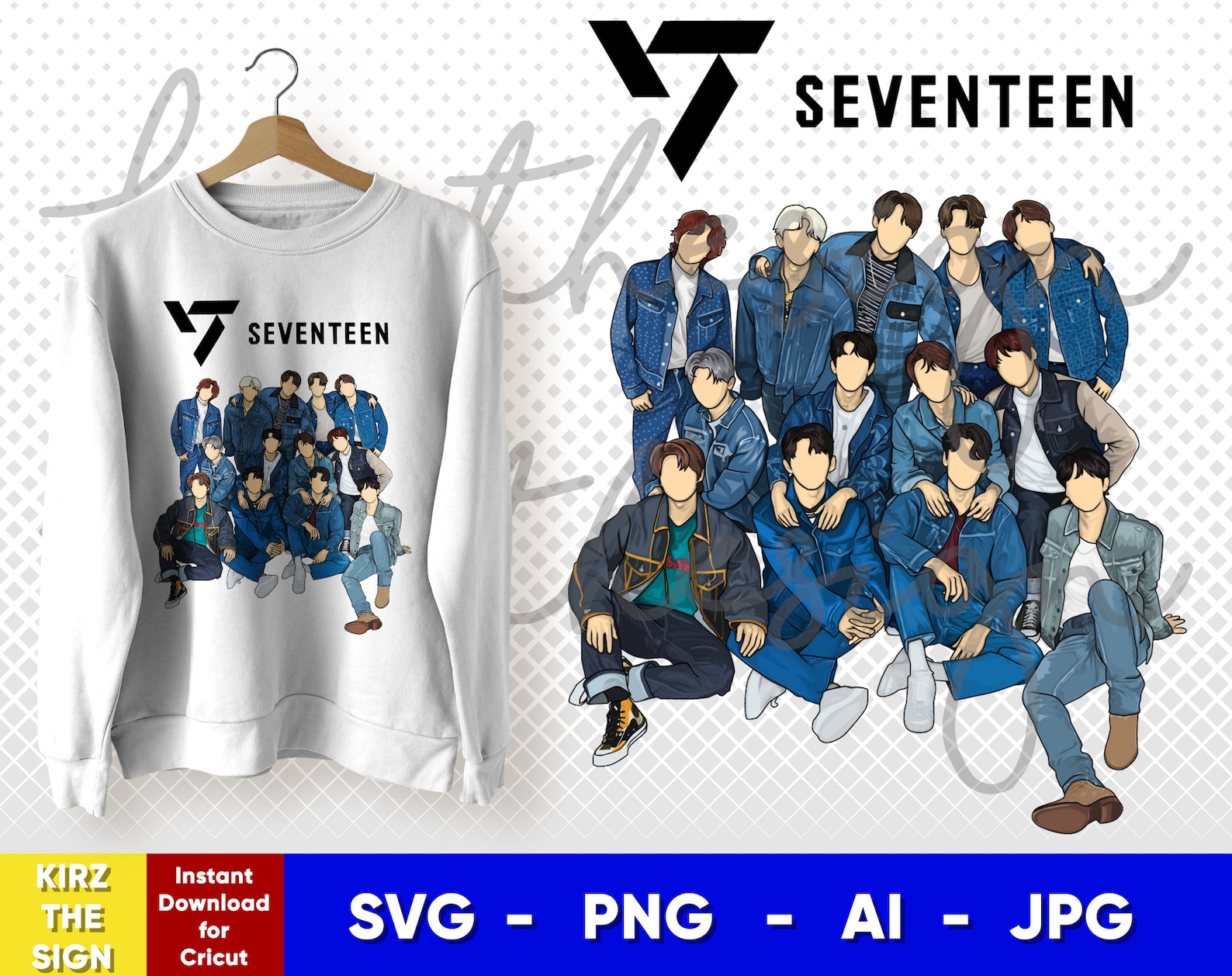 Seventeen (carat) | Svg, Png, Ai | Digital Download Cut File Template ...