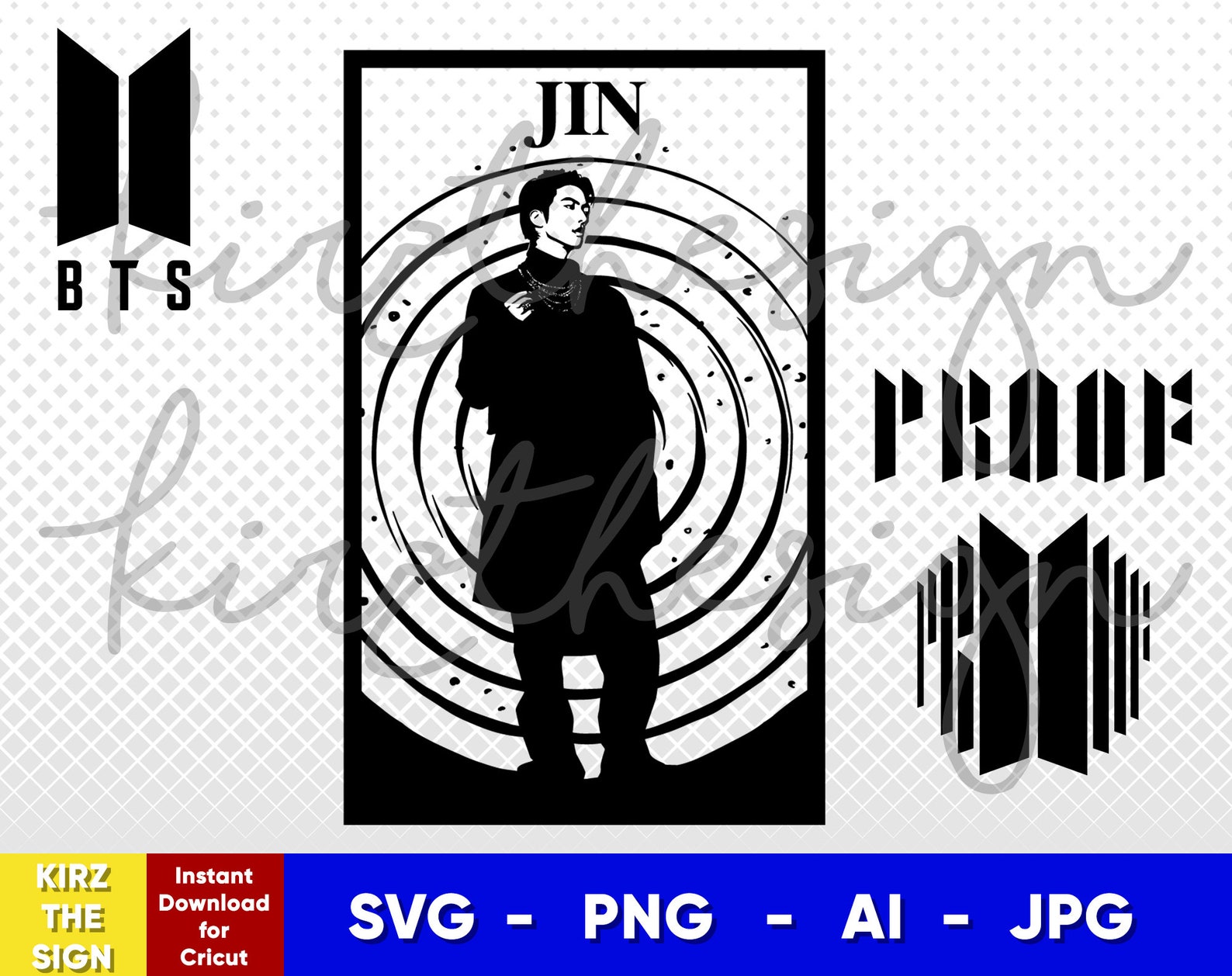 BTS Jin PROOF Stencil Svg, Png, Ai Digital Download Cut File Template ...