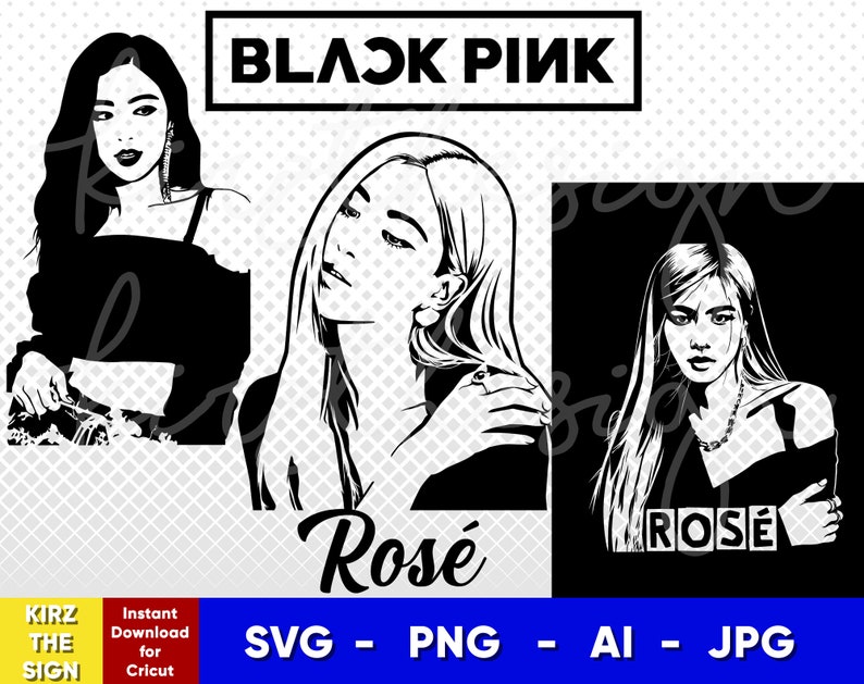 Blackpink Rosé Stencil | Svg, Png, Ai, Jpg | Digitale download gesneden ...