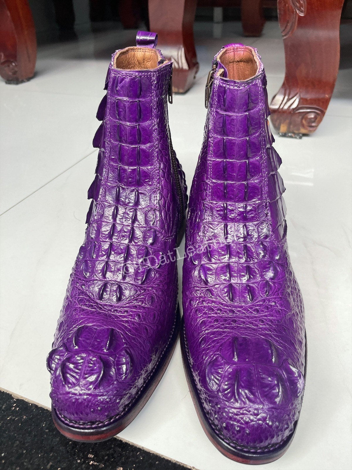 Purple Leather Boots for Men Custom Leather Shoes, Leather Handmade ...