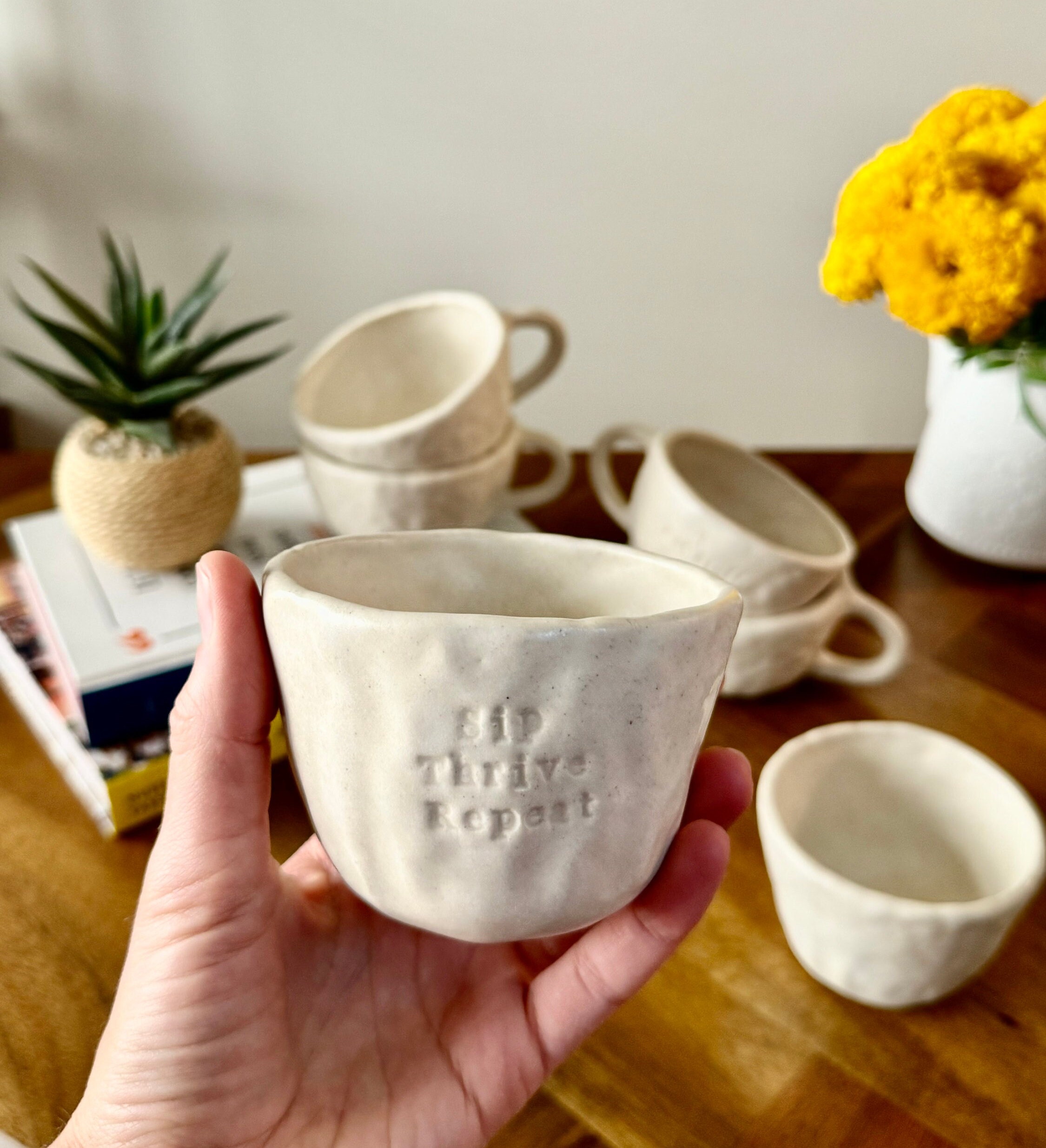 Perfectly Imperfect Handmade Ceramic Cup - "sip Thrive Repeat" - Etsy