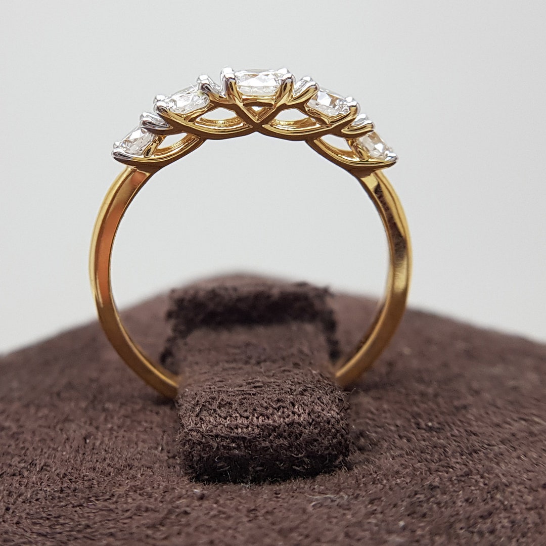 Arc Diamond Ring Statement Engagement Ring Elegant 5 Diamond Wedding ...