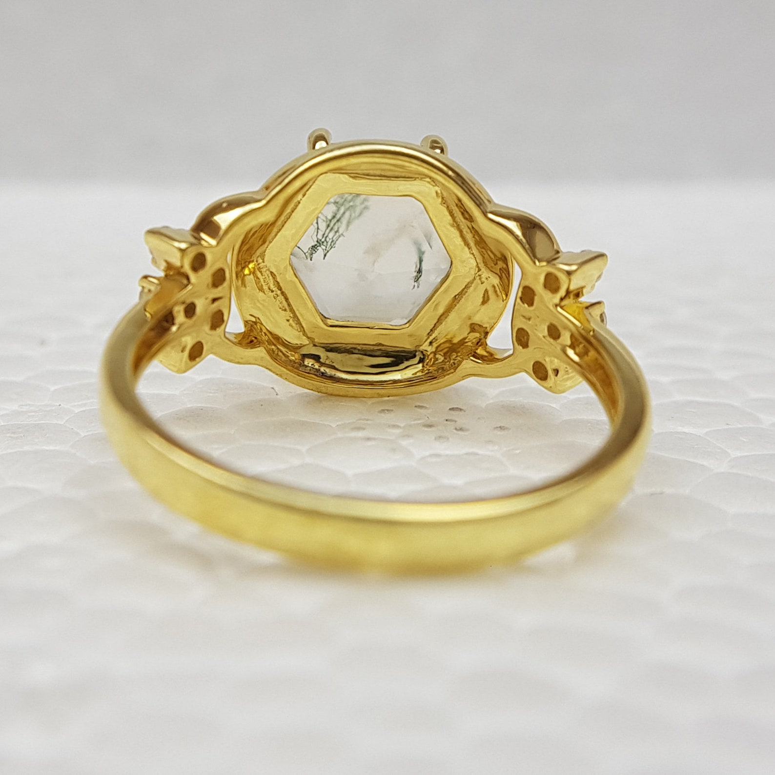 Misty Forests Hexa Gemstone Ring | Special Moss Agate Gold Ring | Rare ...