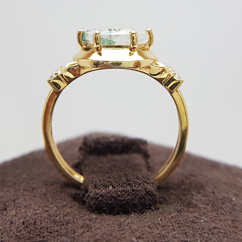 Misty Forests Hexa Gemstone Ring | Special Moss Agate Gold Ring | Rare ...