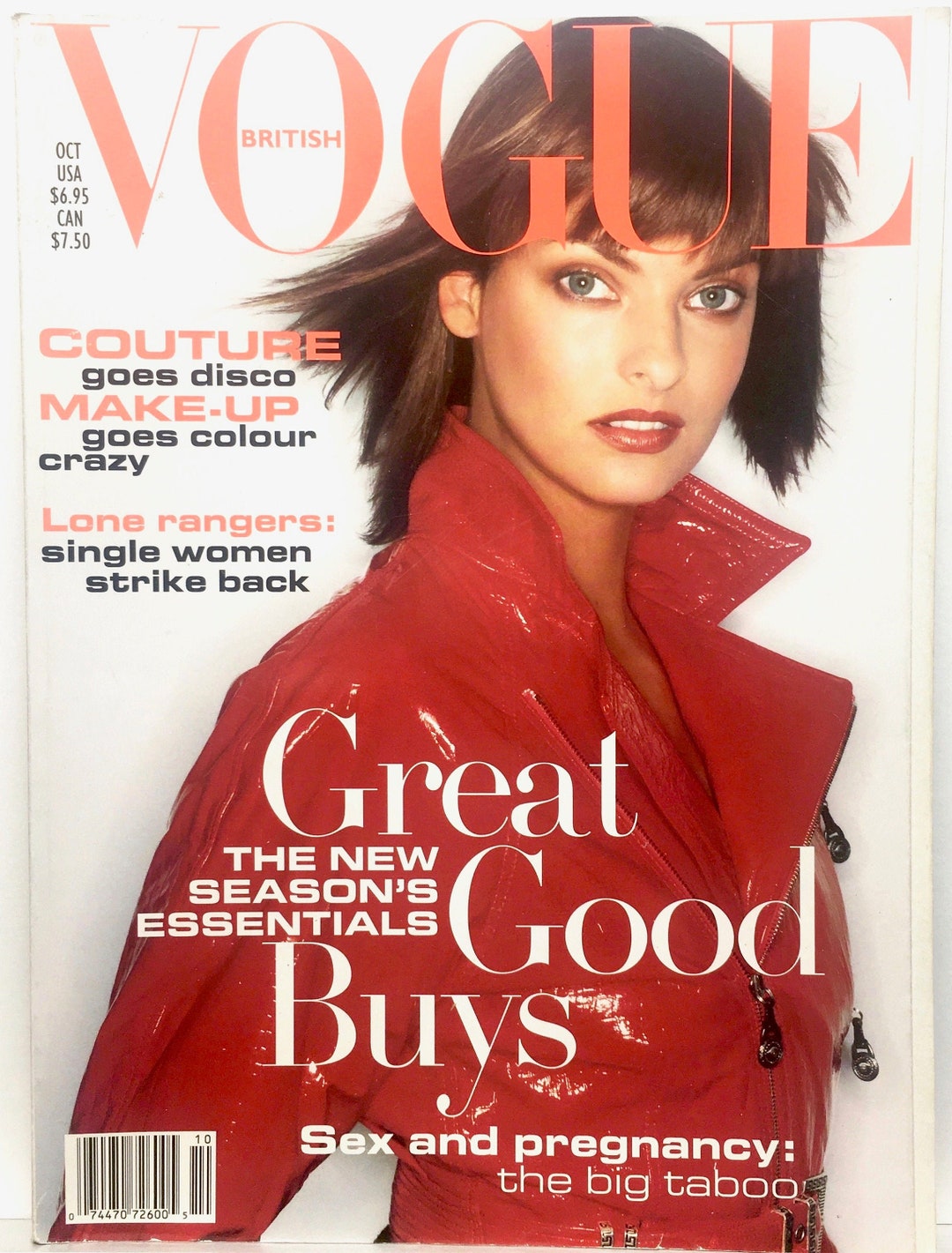 Linda Evangelista,vogue British Magazine Vintage,october 1994 #VOB2 - Etsy