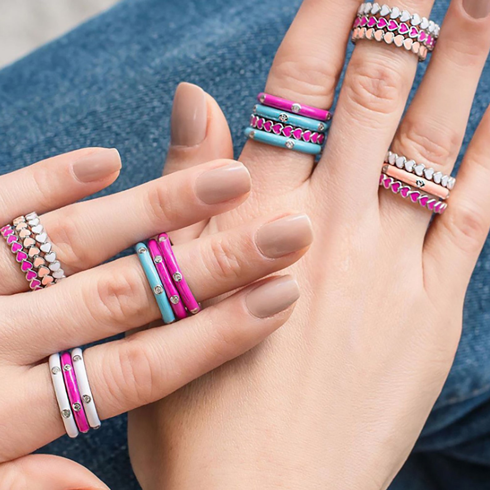 S925 Colorful Enamel Stack Rings Multi Color Enamel Band | Etsy