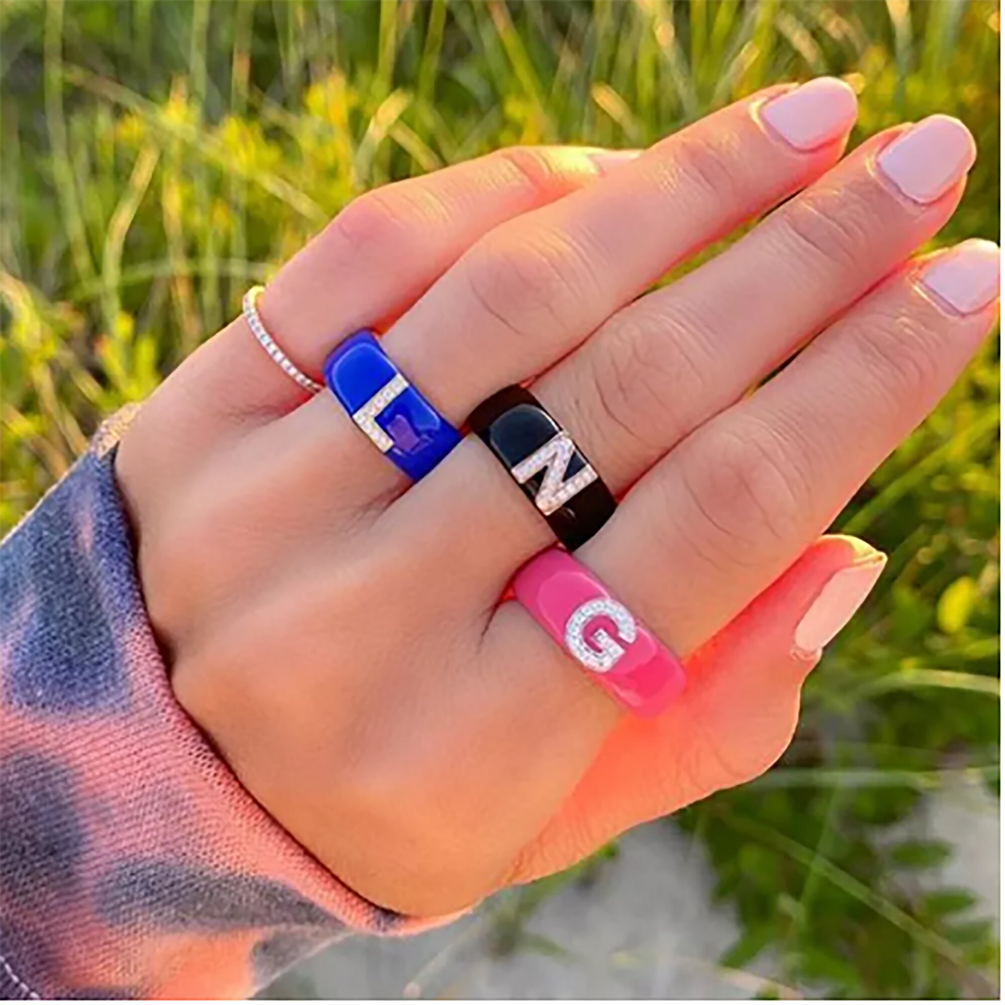 Adjustable Multi Color Ring With Zircon Stone Colorful Enamel | Etsy