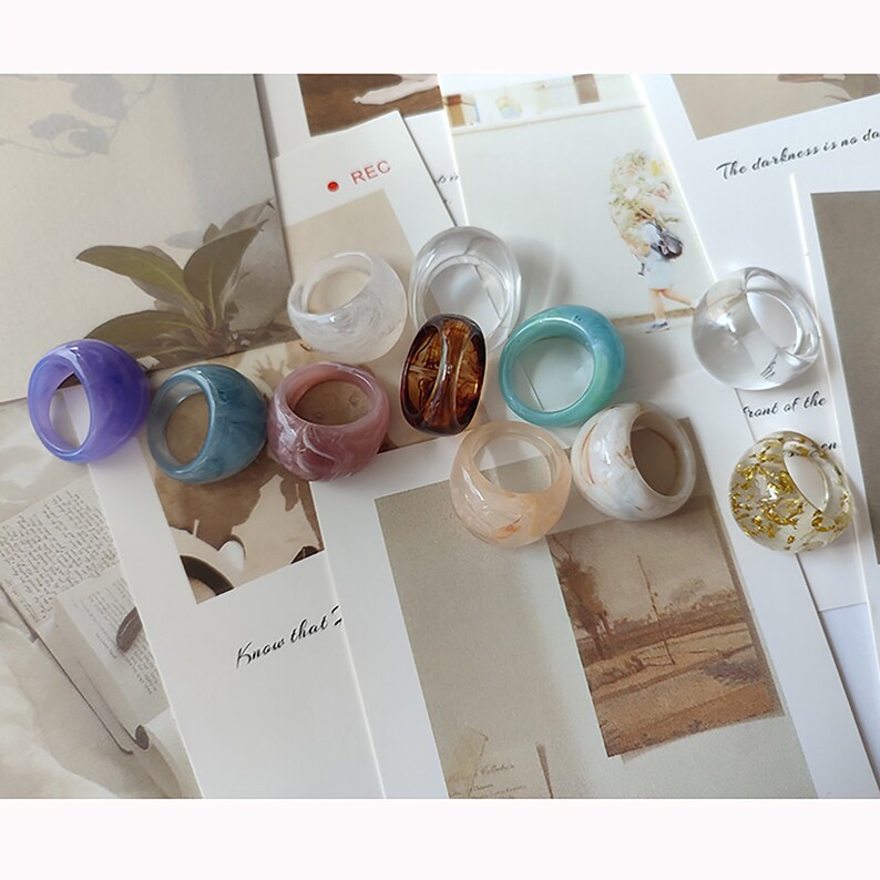 Funky Acrylic Ring Retro Resin Rings Rings for Women and | Etsy