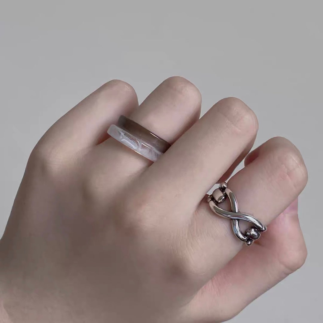 2 PCS Minimalist Resin Thin Rings, 6-7 US Random Colorful Resin Acrylic ...