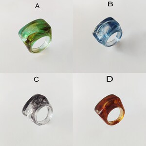Colorful Chunky Ring, Funky Acrylic Ring, Retro Resin Rings, Rings for ...
