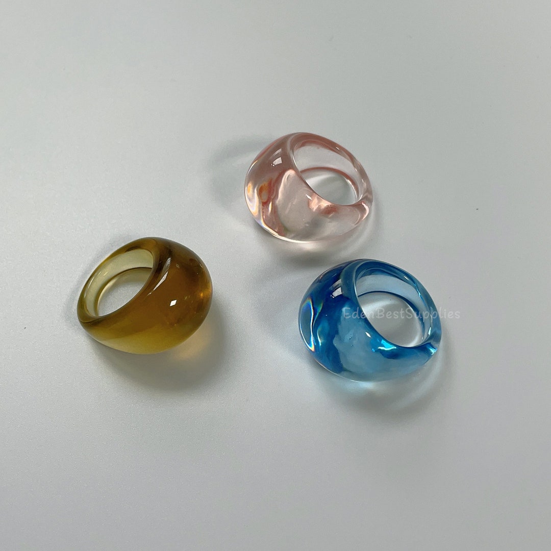 Minimalist Resin Acrylic Rings, Chunky Resin Rings, Colorful ...