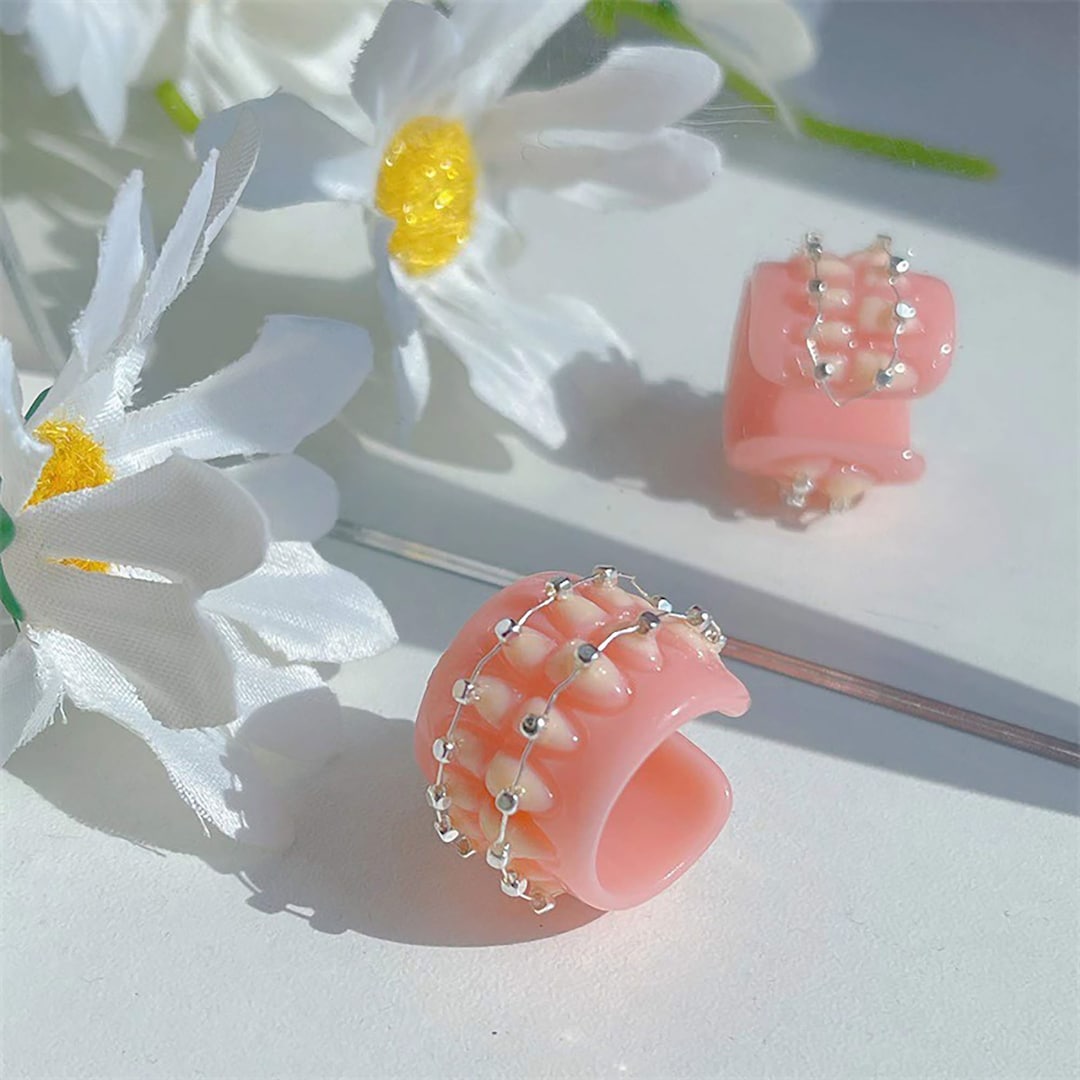 Novel Cute Mini Teeth Rings,funny Teeth Acrylic Ring, Kawaii Mini Teeth ...