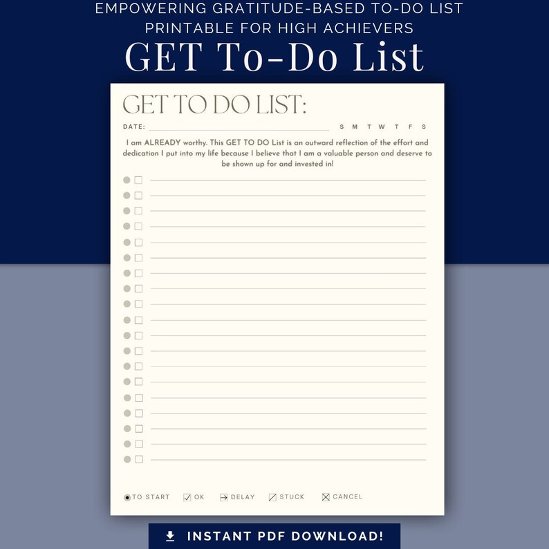 Printable GET TO DO List for High Achievers; Printable to Do List ...