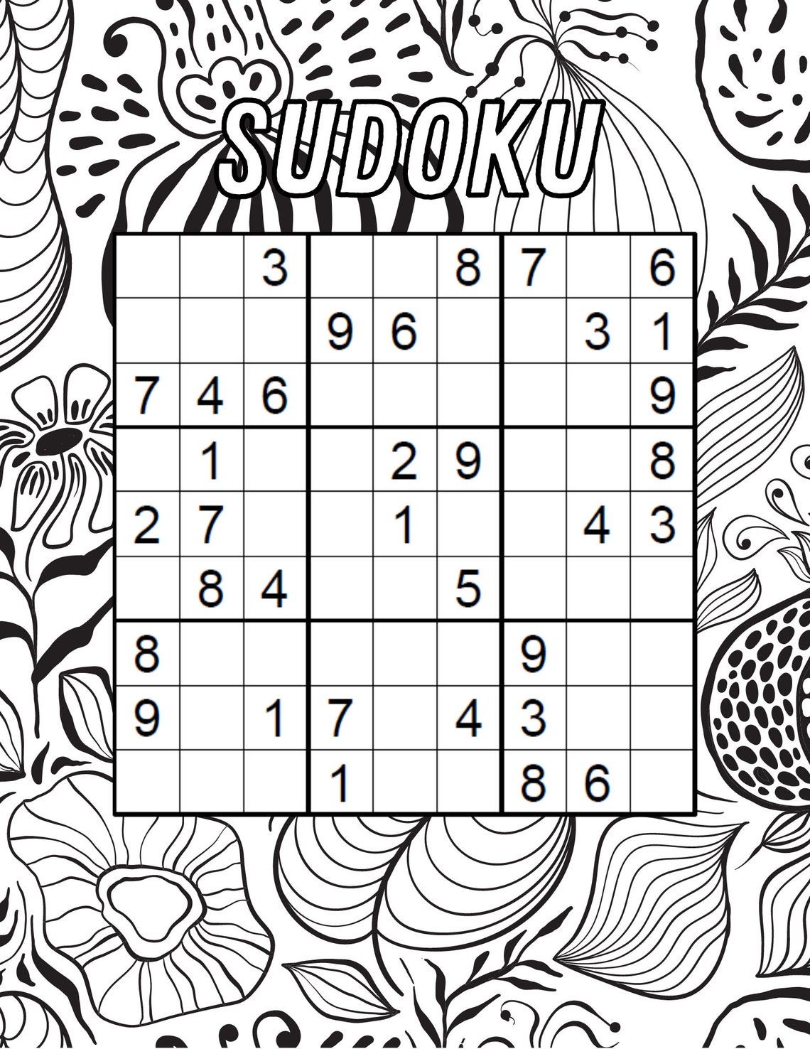 Sudoku Coloring Book 5 Page PDF INSTANT DOWNLOAD, Adult Activity Book ...