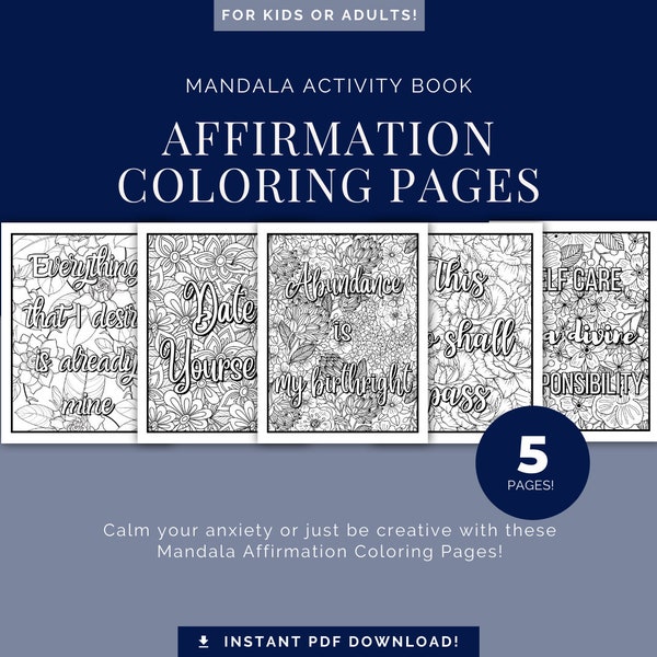 Printable Affirmation Coloring Book - Etsy Australia