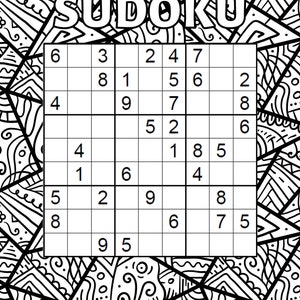 Sudoku Coloring Book (5 Page PDF INSTANT DOWNLOAD), Adult Activity Book ...
