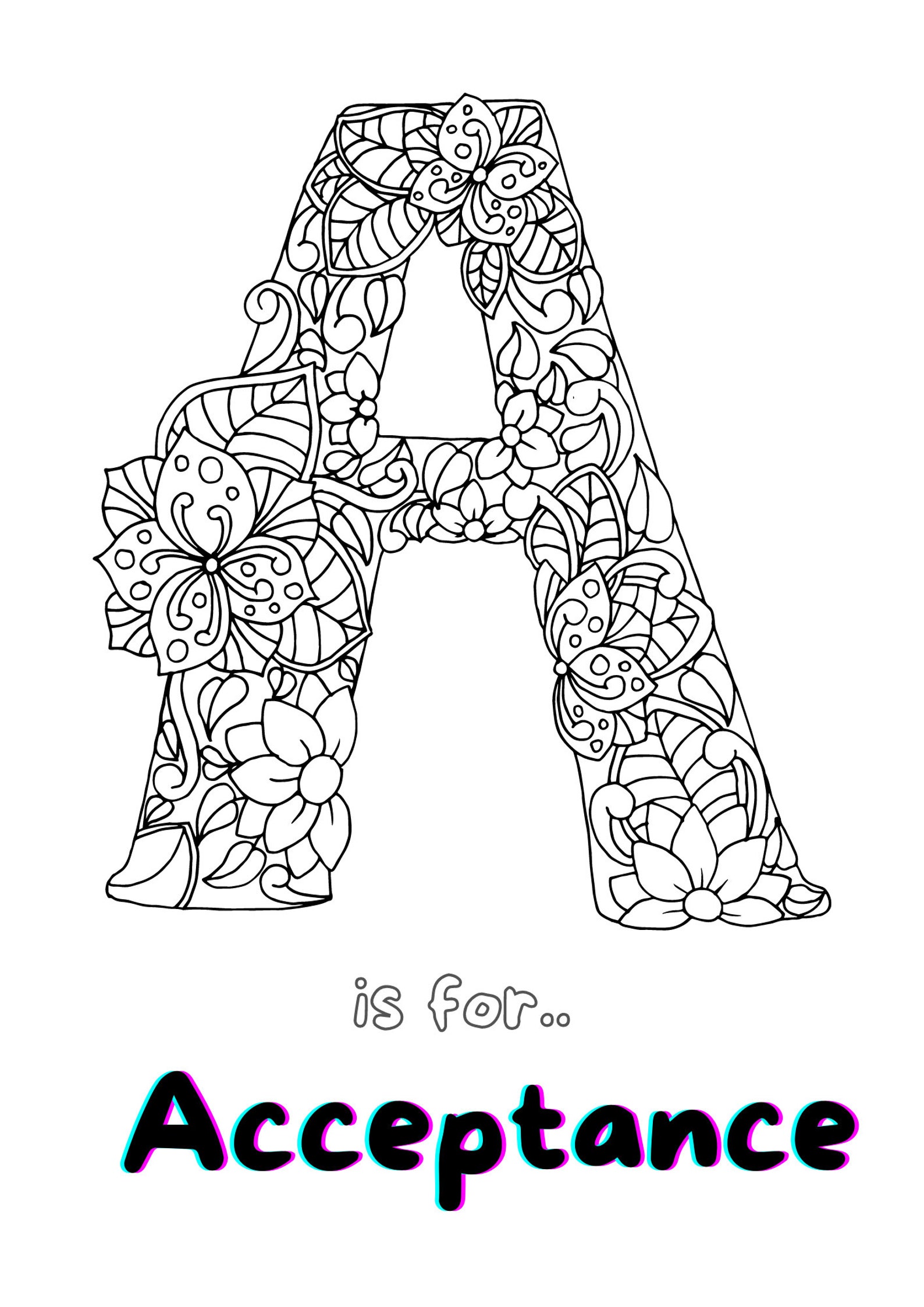 Coping Skills Coloring Book for Adults, Alphabet Coloring Pages (PDF ...